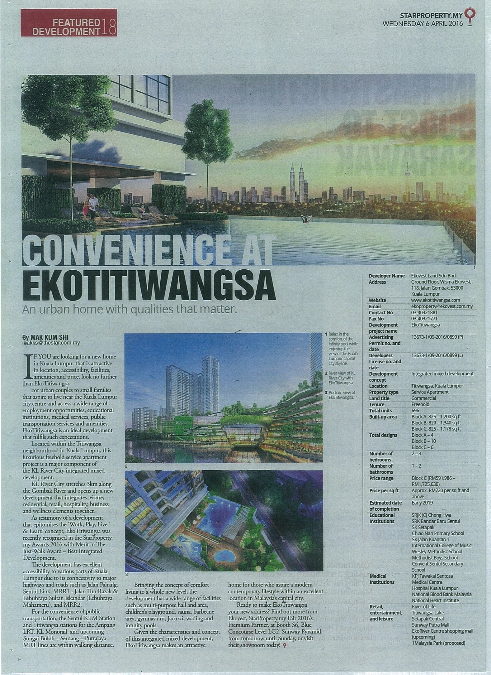 Convenience At Ekotitiwangsa – Ekovest Berhad